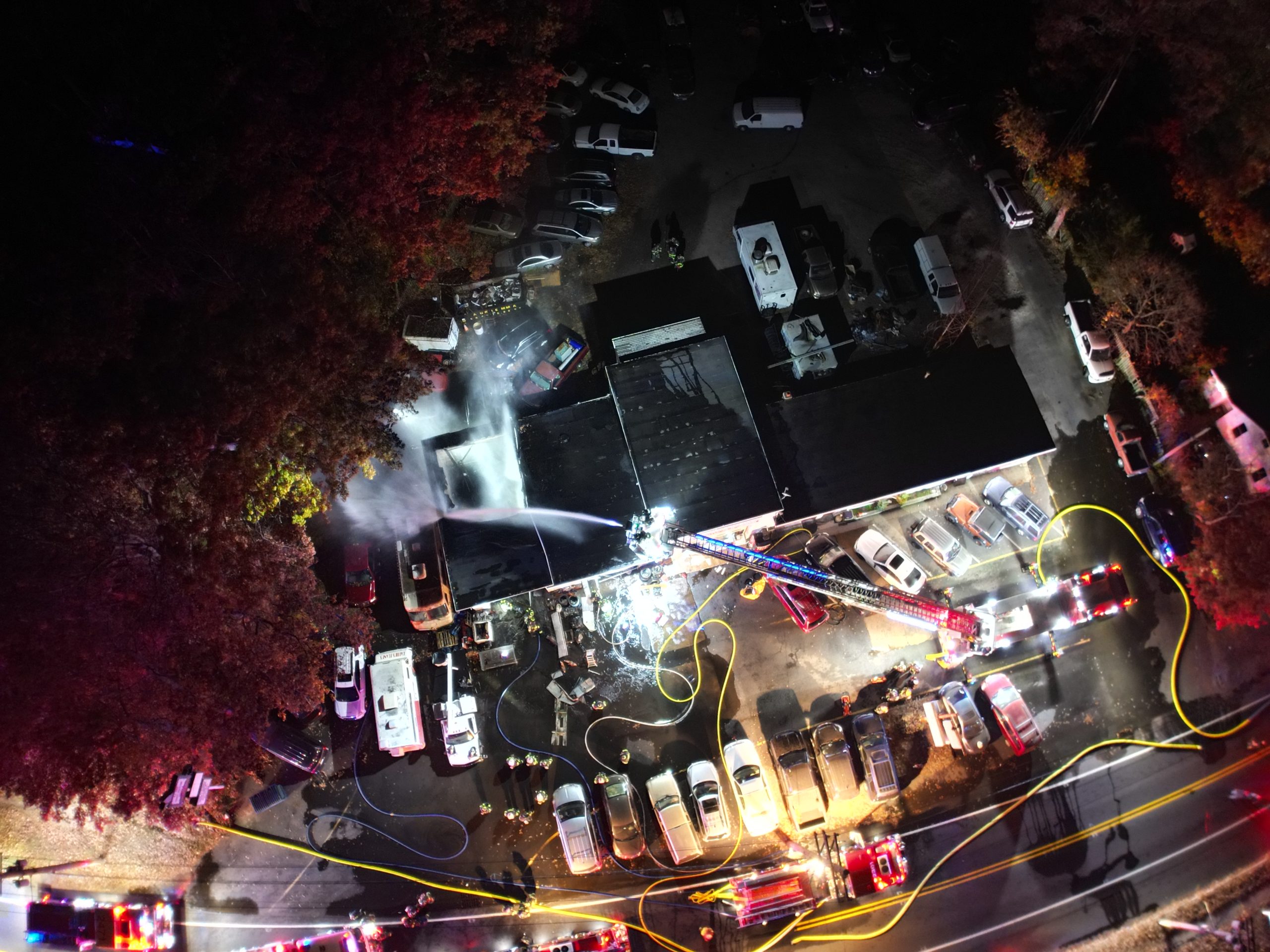 Fire Decimates Brick Auto Repair Shop on Route 88, Firefighters Seen ...