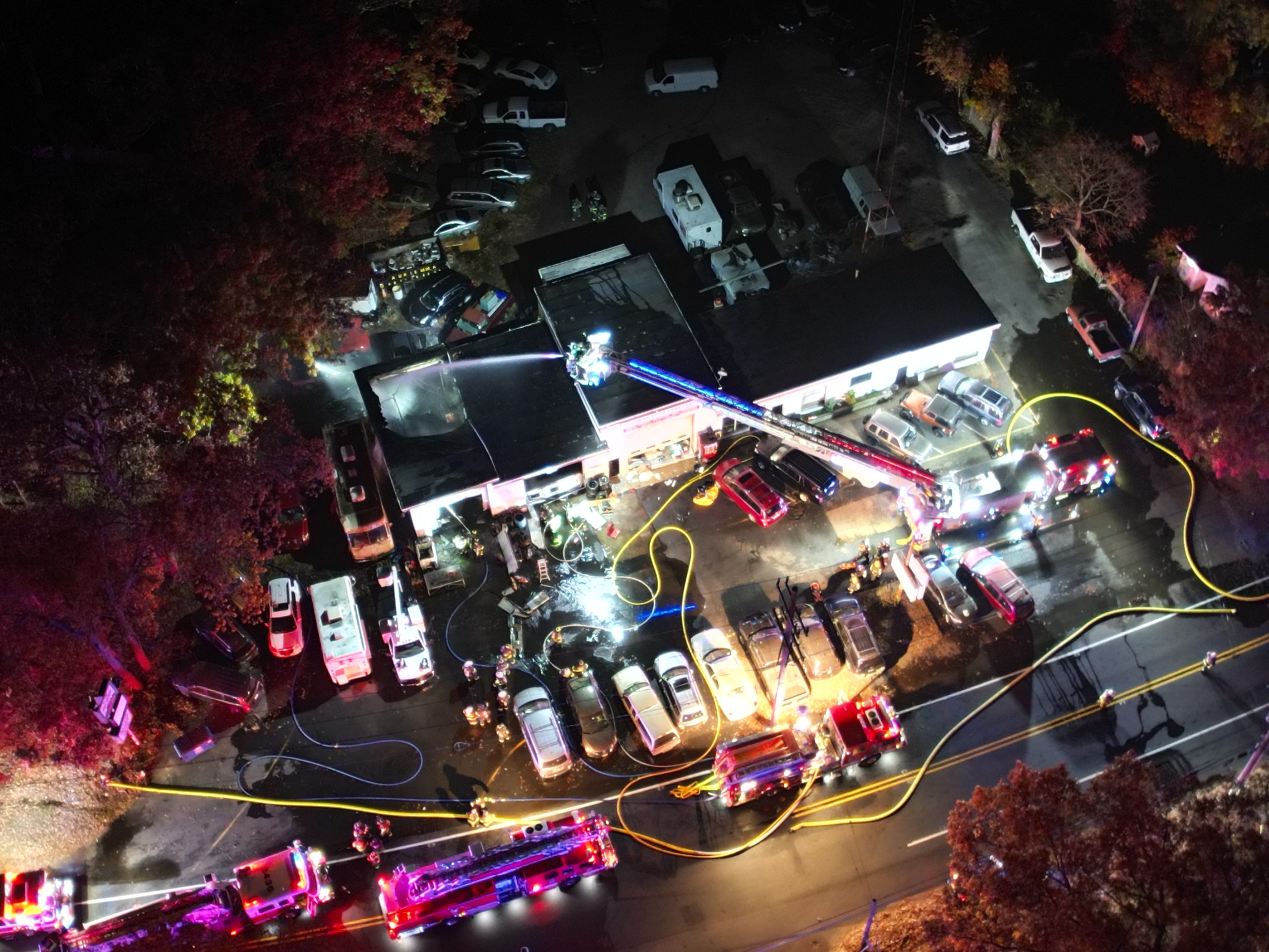 Fire Decimates Brick Auto Repair Shop on Route 88, Firefighters Seen ...