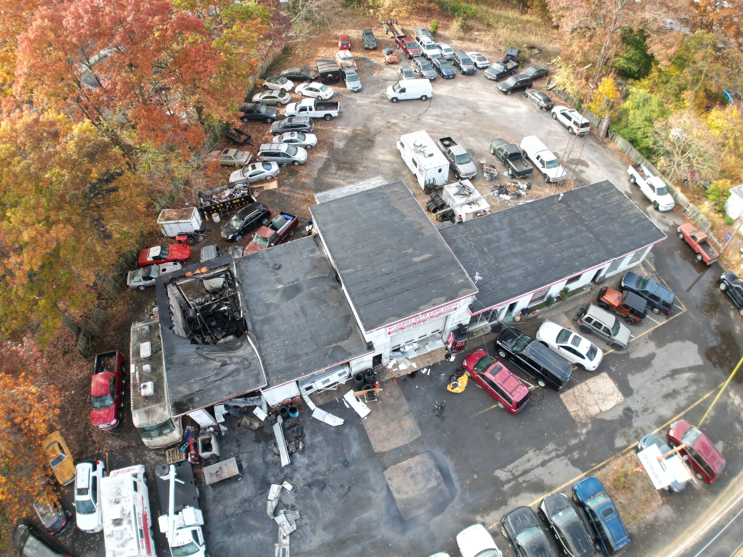 Fire Decimates Brick Auto Repair Shop on Route 88, Firefighters Seen ...